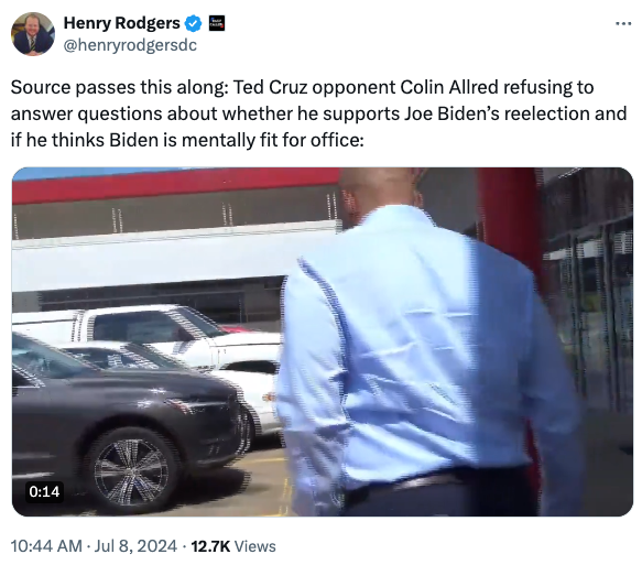 WATCH: Colin Allred refuses to say if Biden is mentally fit – NRSC